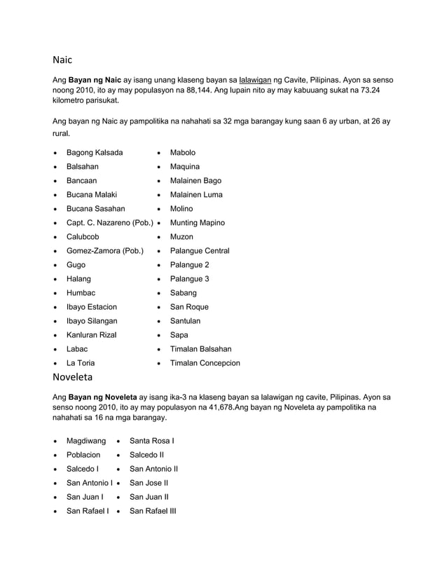 Kasaysayan ng Kabite at mga munisipalidad | DOCX