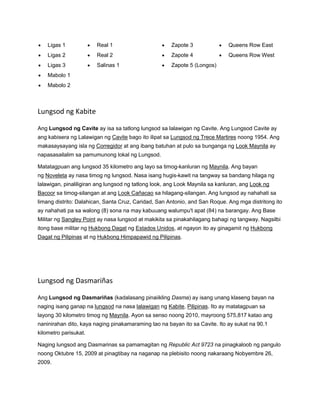 Kasaysayan ng Kabite at mga munisipalidad | DOCX