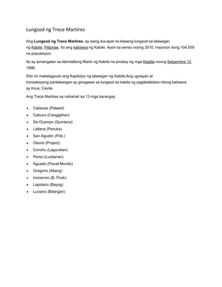 Kasaysayan ng Kabite at mga munisipalidad | DOCX