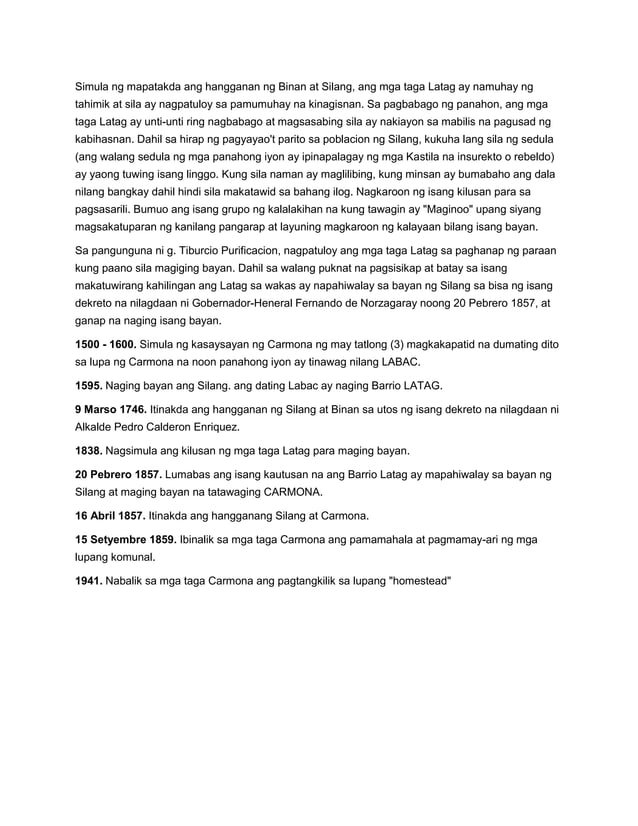 Kasaysayan ng Kabite at mga munisipalidad | DOCX