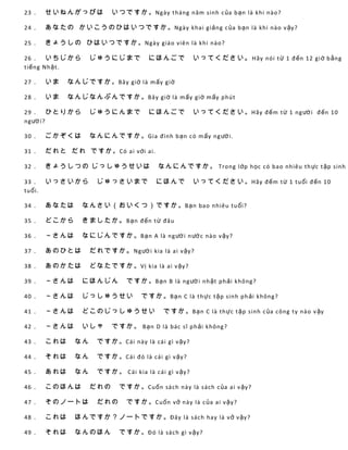 NHỮNG CÂU KAIWA CƠ BẢN TIÊNG NHẬT Sabaibaru | DOC