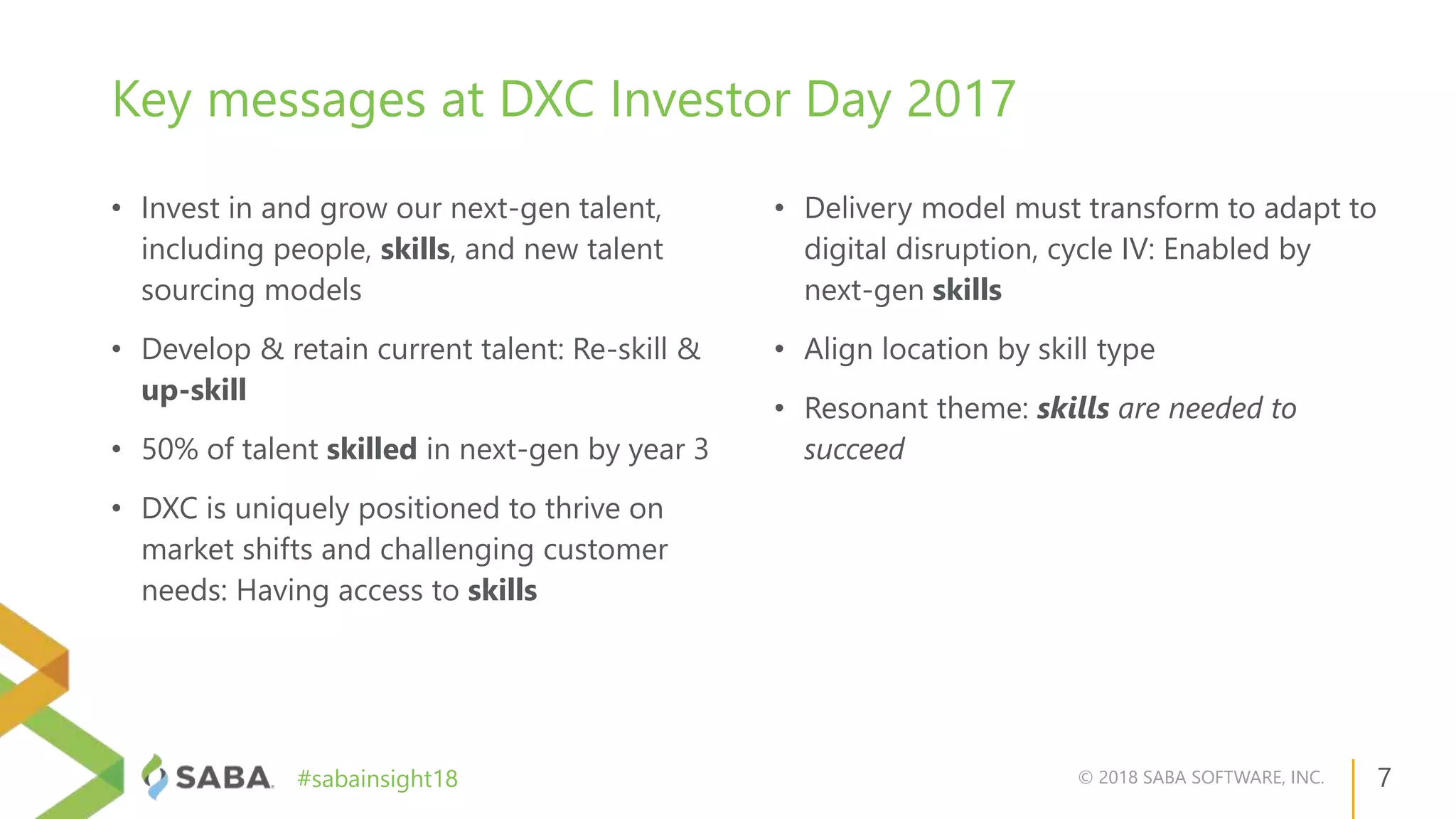 Talent Supply and Demand: Saba as the Gold Source for Skills at DXC | PPT