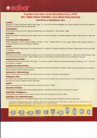 Sabar Engineering Pvt. Ltd, Ahmedabad, Electric Motors | PDF