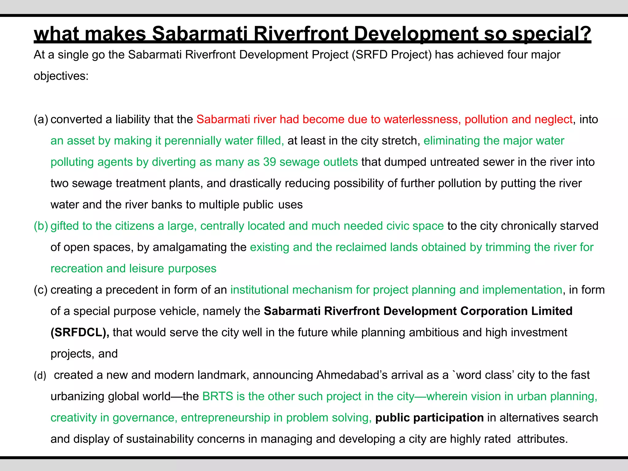 Sabarmati riverfront development | PPTX