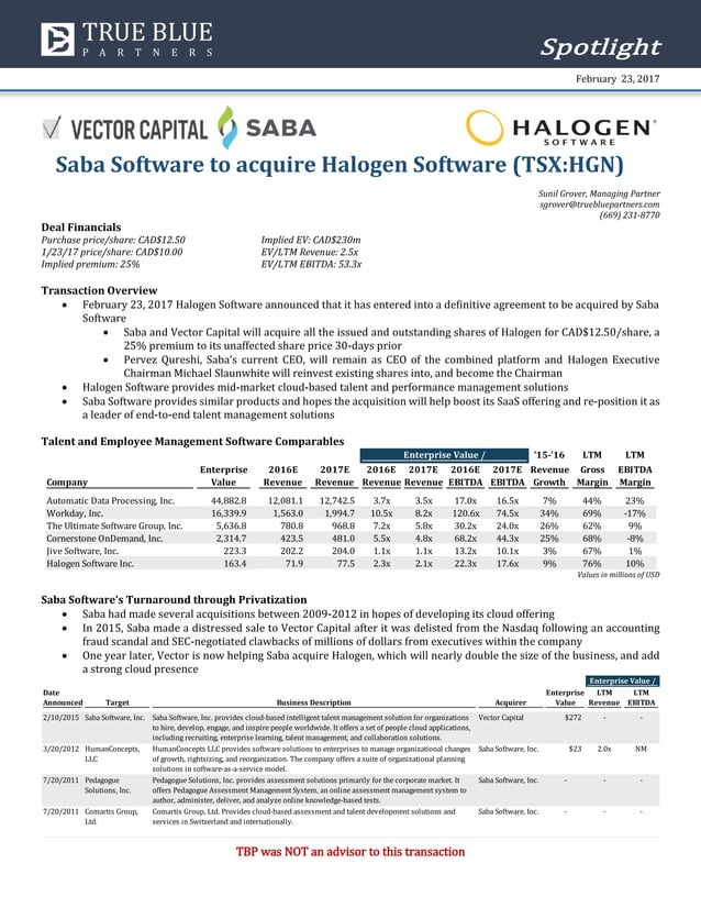Saba software acquires halogen software spotlight (1) | PDF