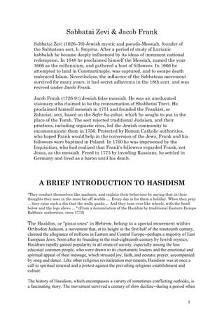 Sabbatai Zevi & Jacob Frank | PDF