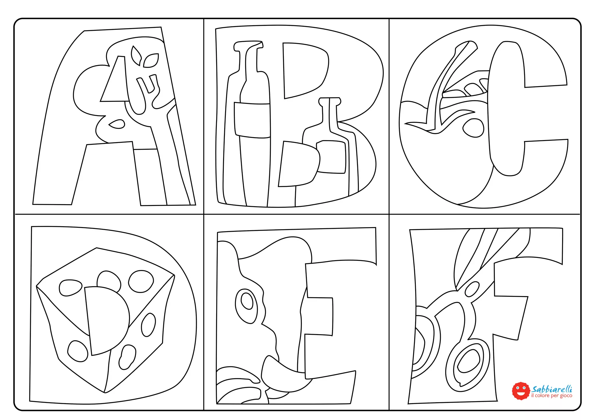 Lettere ABCDEF - Disegni da colorare - Sabbiarelli | PPT