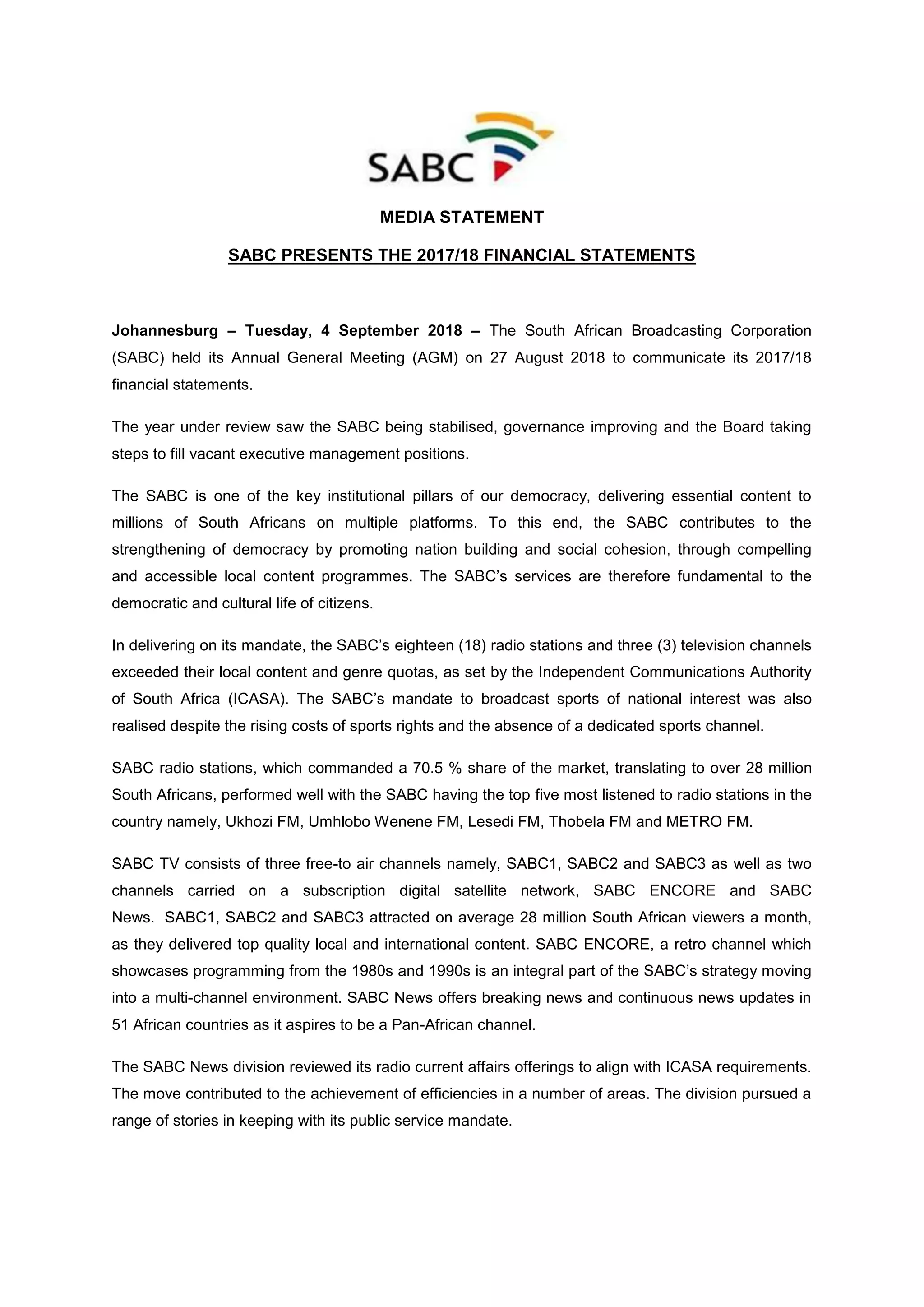 SABC media statement | PDF