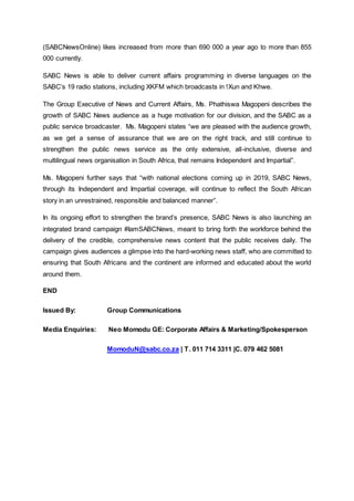 Sabc news grows its audiences on various platforms | PDF