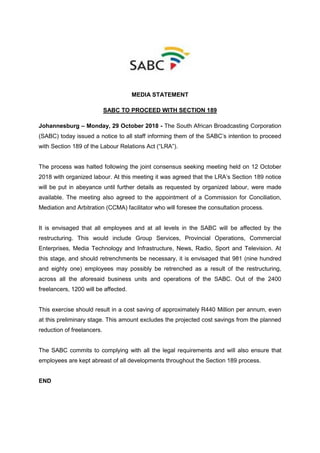 Sabc retrenchments | PDF | Business | Business and Finance