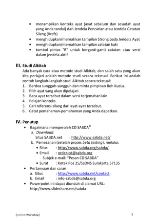 SABDA Workshop | PDF