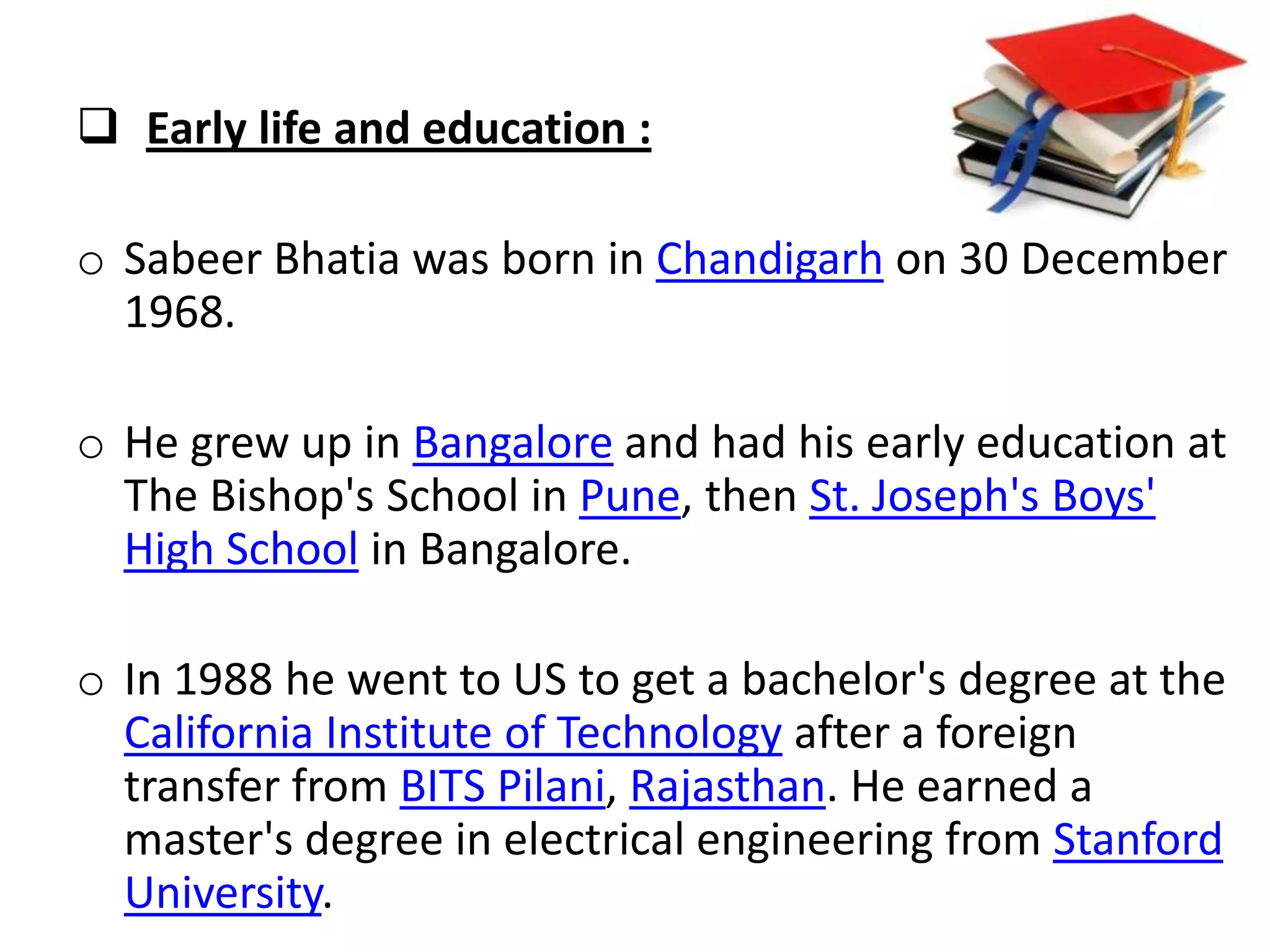 Sabeer bhatia co founder of hotmail | PPTX