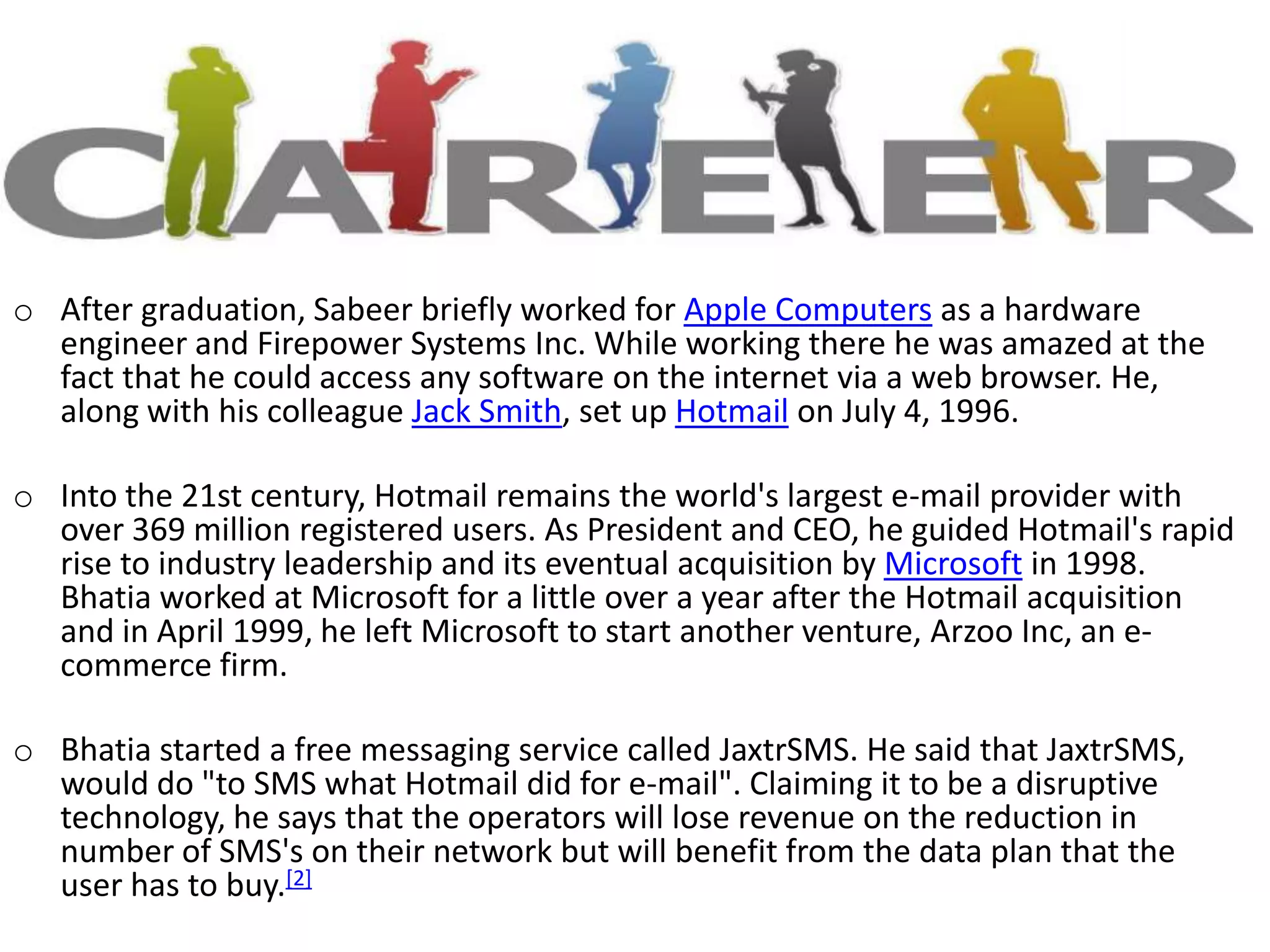 Sabeer bhatia co founder of hotmail | PPTX