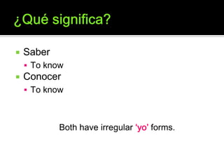 Saber / Conocer | PPTX