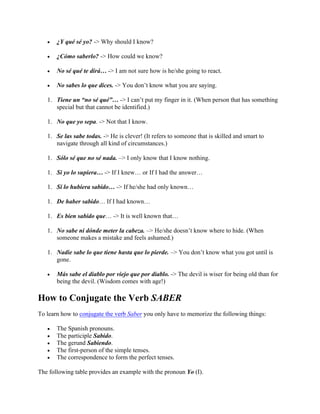 Saber vs Conocer | PDF
