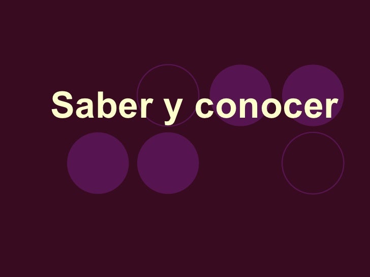 Conocer Vs Saber