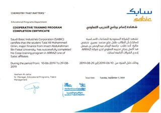 Sabic training certificate | PDF