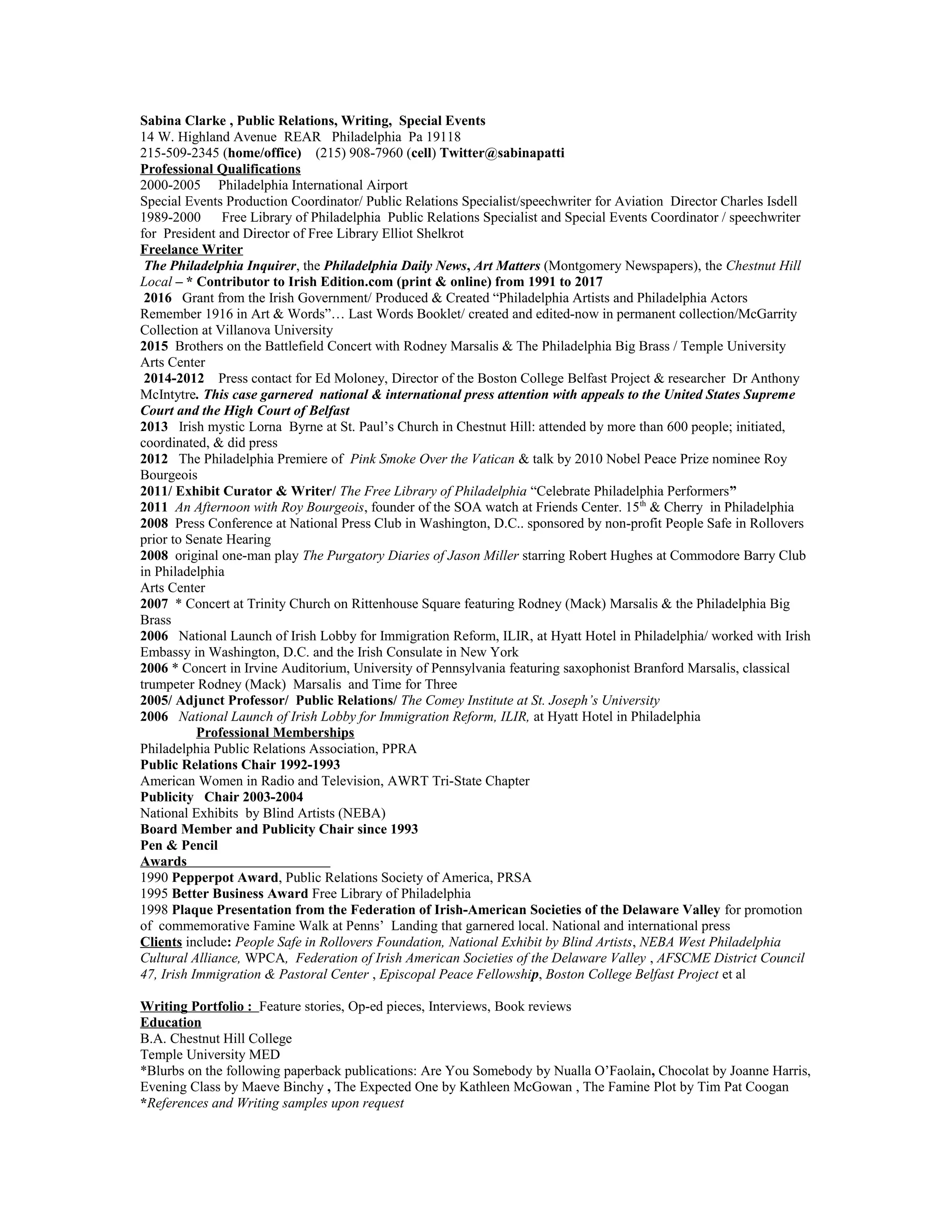 Sabina clarke resume | DOC