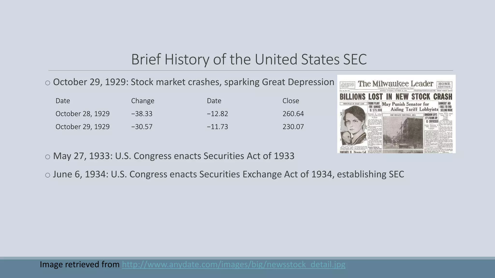 History and Role of the Securities and Exchange Commission | PPTX