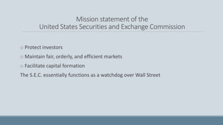 History and Role of the Securities and Exchange Commission | PPTX