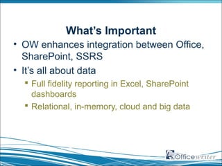OfficeWriter and the Application Platform | PPT | Desktop Publishing | Computer Software and ...