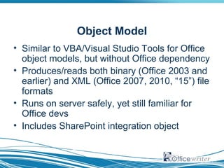 OfficeWriter and the Application Platform | PPT | Desktop Publishing ...