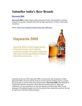 Sabmiller india's beer brands | DOC