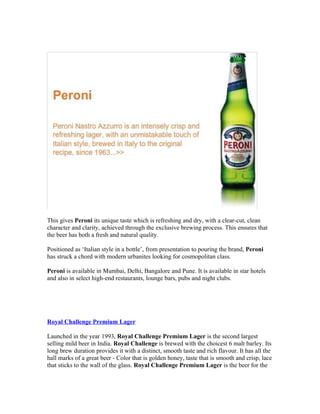 Sabmiller india's beer brands | DOC