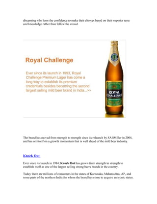 Sabmiller india's beer brands | DOC