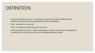 PRINCIPLE & SCOPE OF COMMUNITY HEALTH NURSING AND ROLE OF COMMUNITY ...