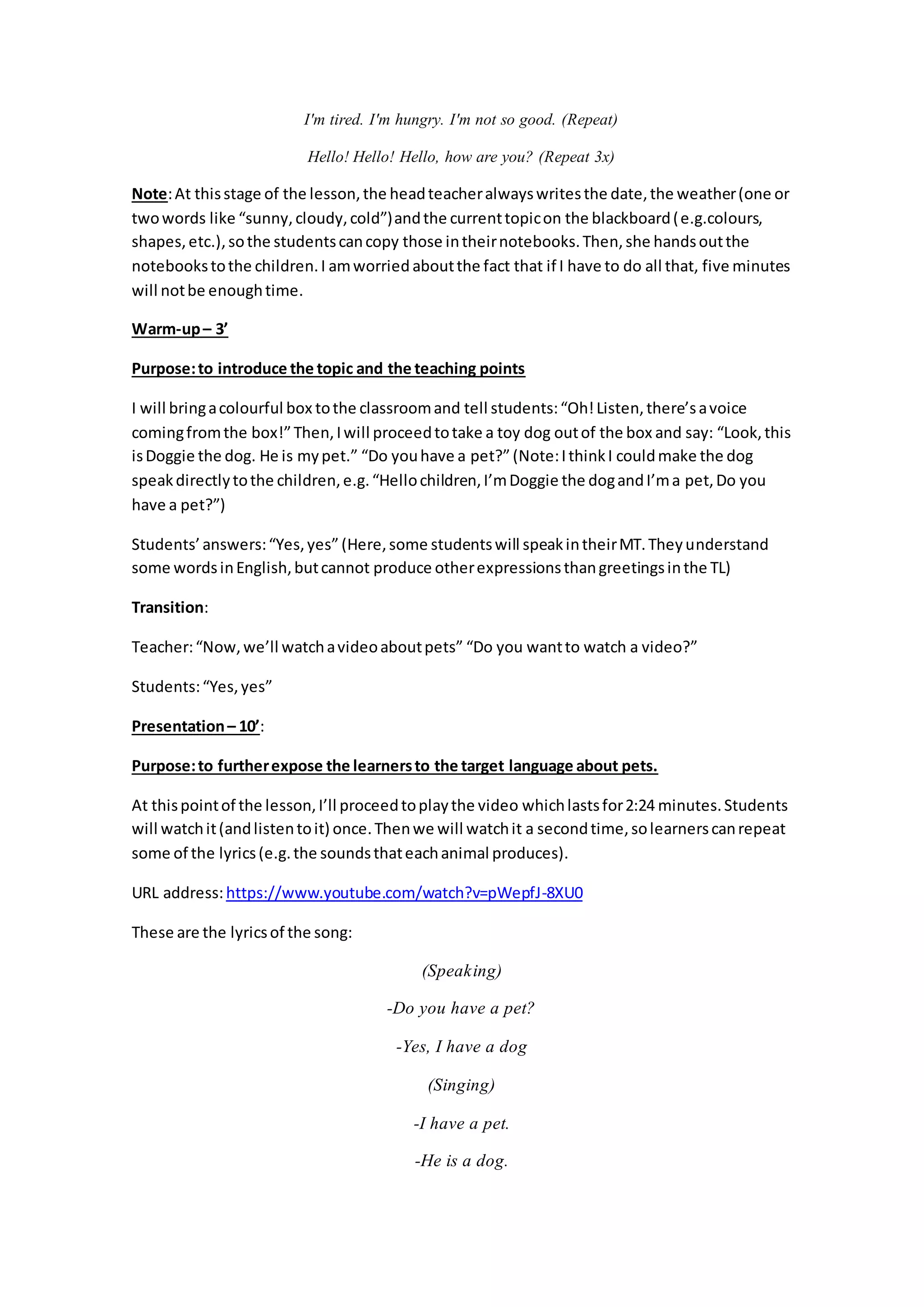 Saboy tpd - kindergarten - lesson 1 | PDF