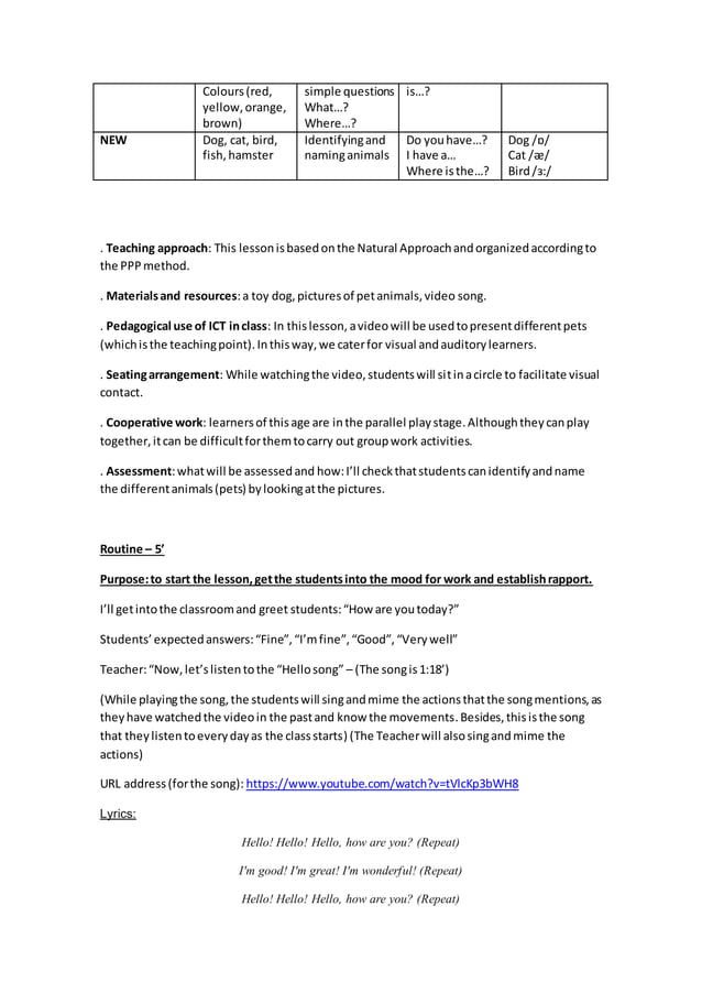 Saboy tpd - kindergarten - lesson 1 | PDF