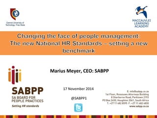 SABPP HR Standards - Maccauvlei cut 2014 | PPT