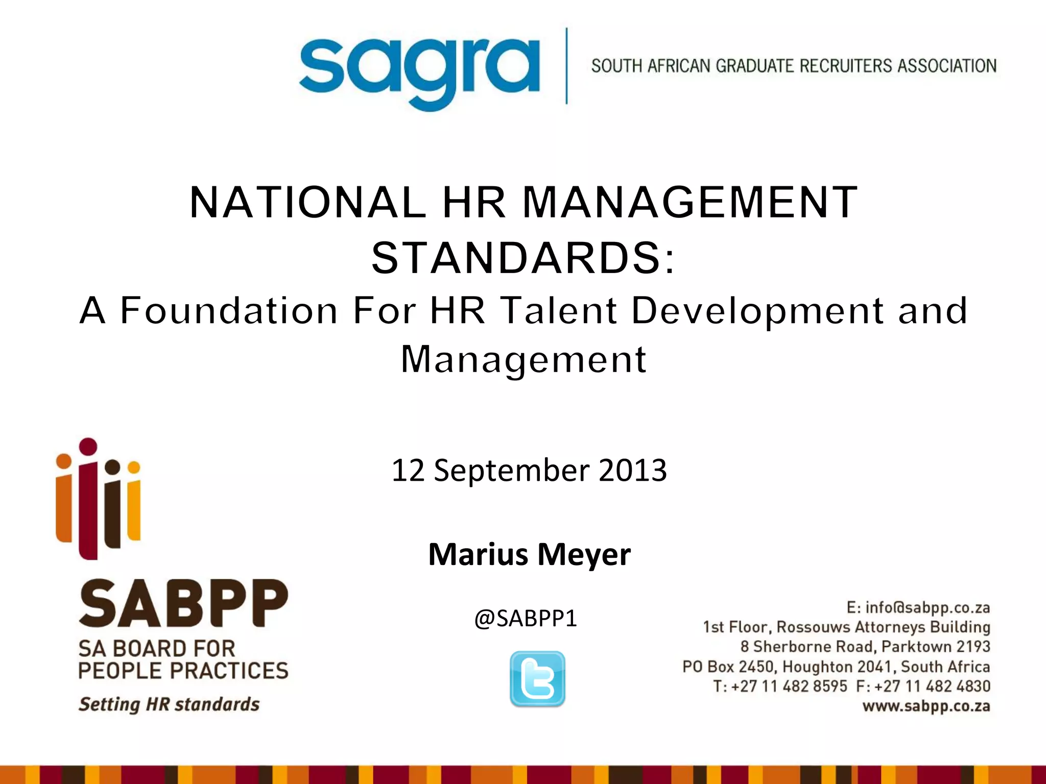 SABPP - HR Standards - SAGRA | PDF