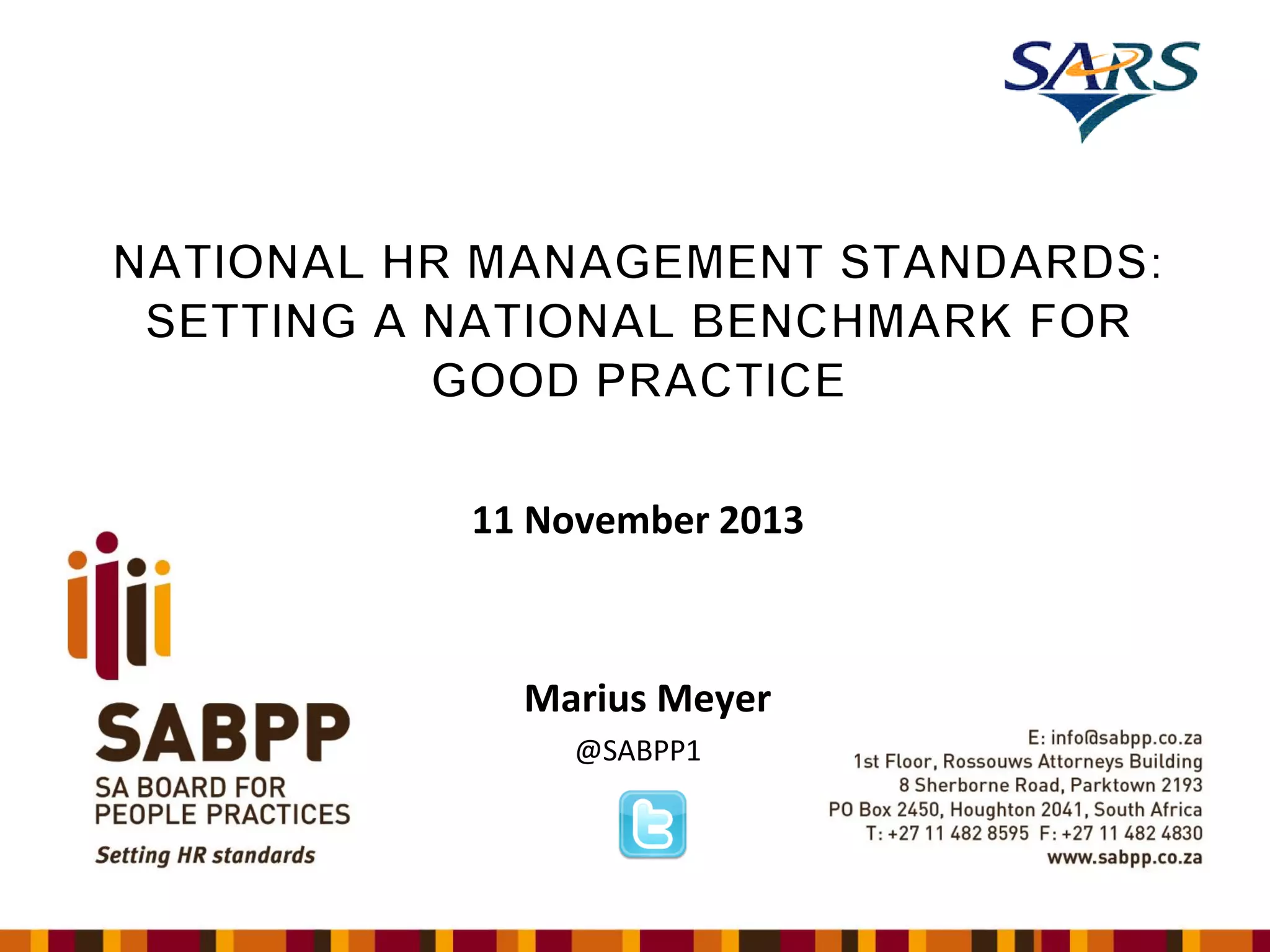 SABPP - HR Standards - SARS | PDF