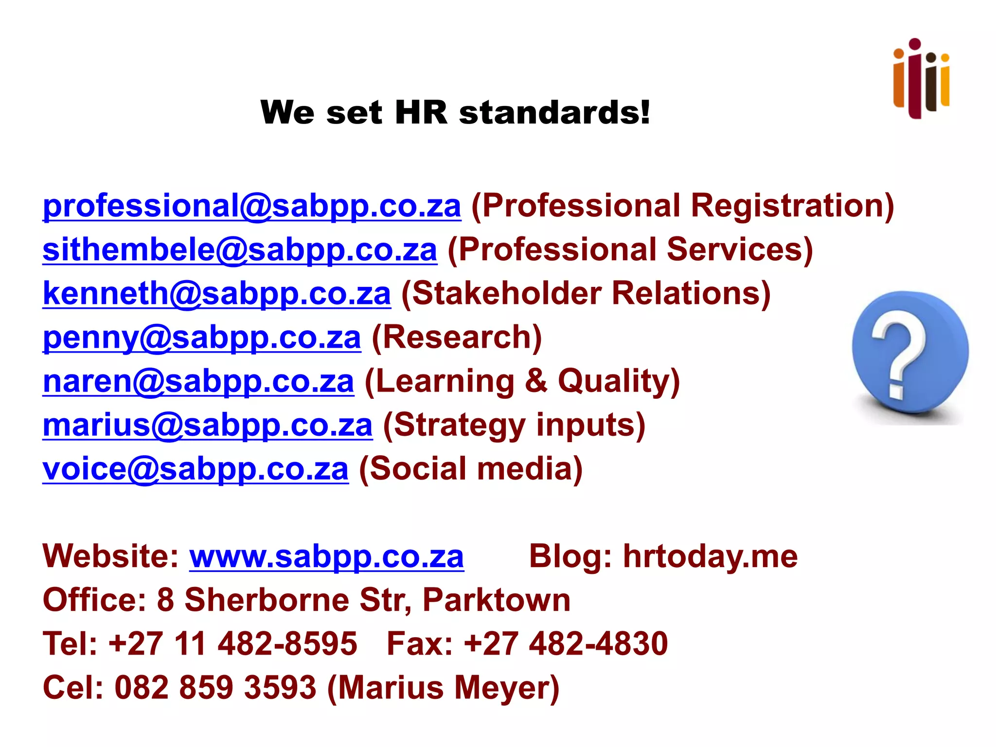 SABPP - HR Standards - Total | PDF