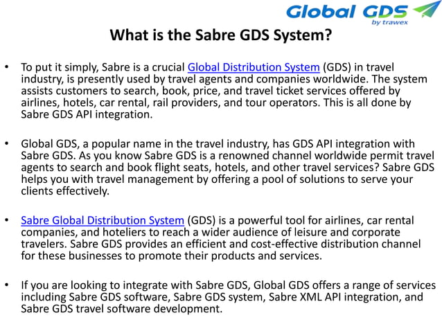 Sabre GDS | PPT | Free Download