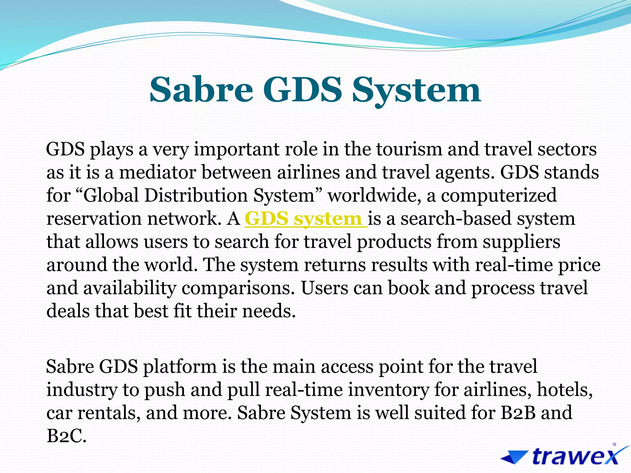Sabre GDS System, Sabre Reservation System | PPTX