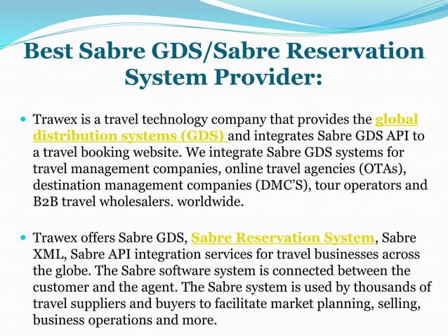 Sabre GDS System, Sabre Reservation System | PPT