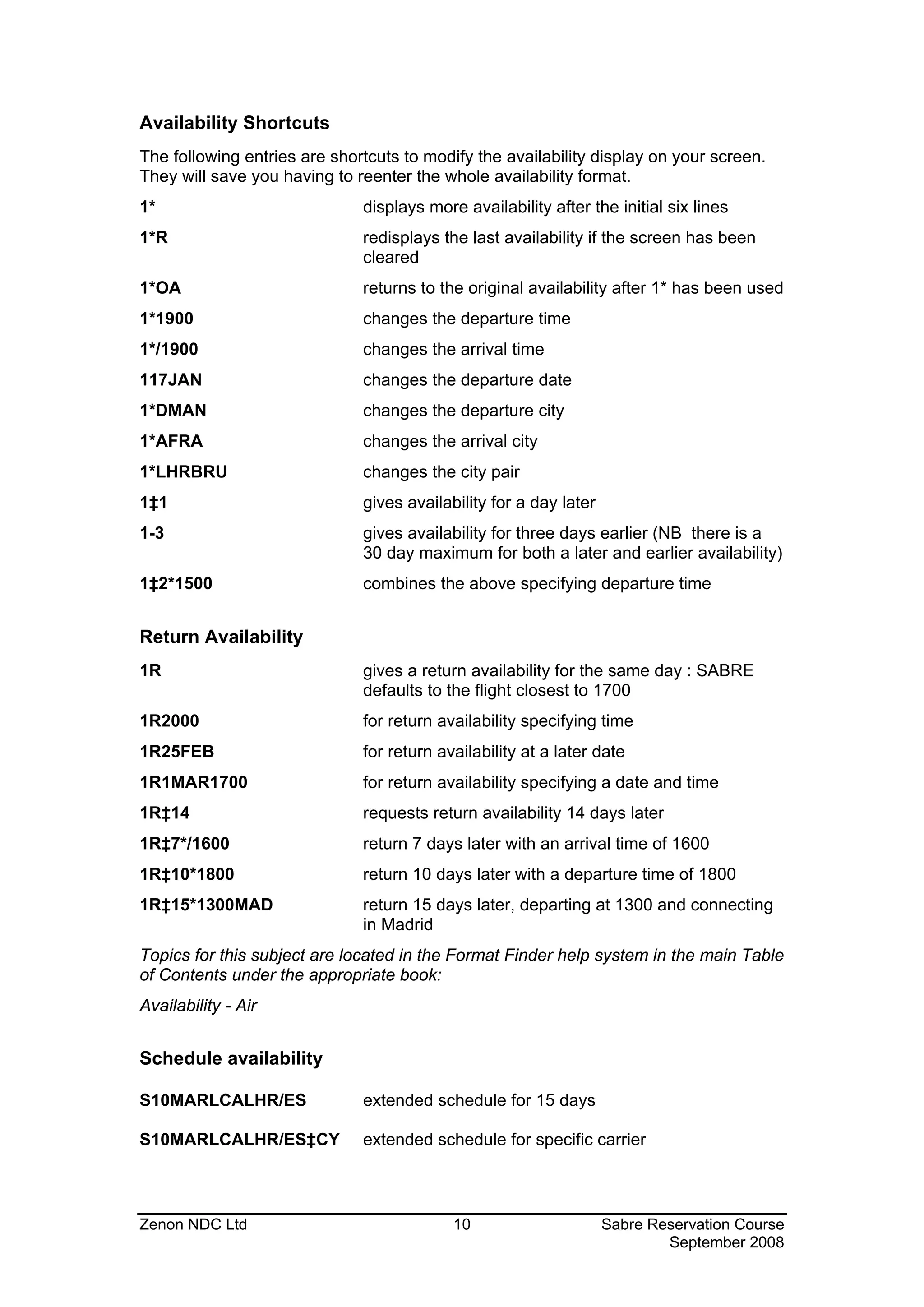 Sabre reservation manual | PDF