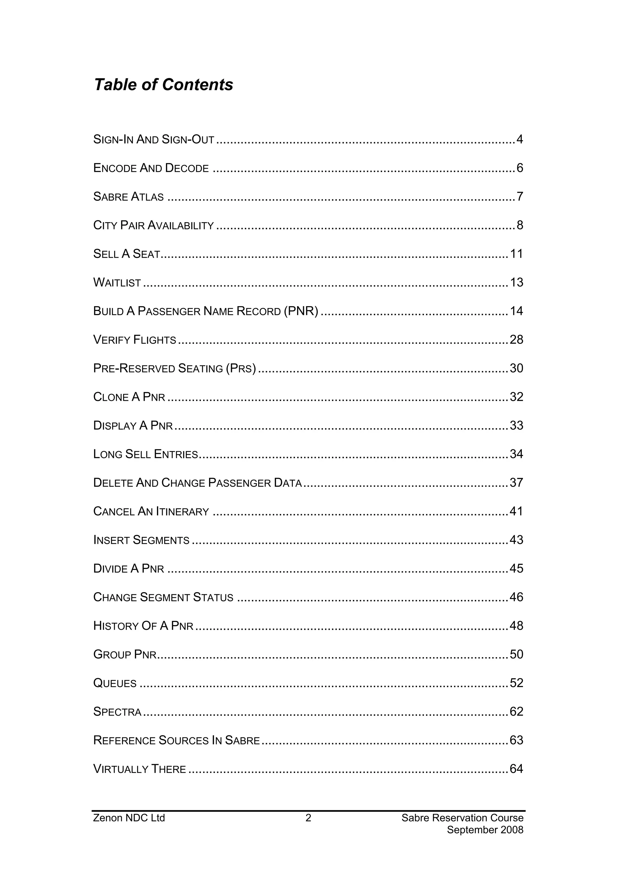 Sabre reservation manual | PDF