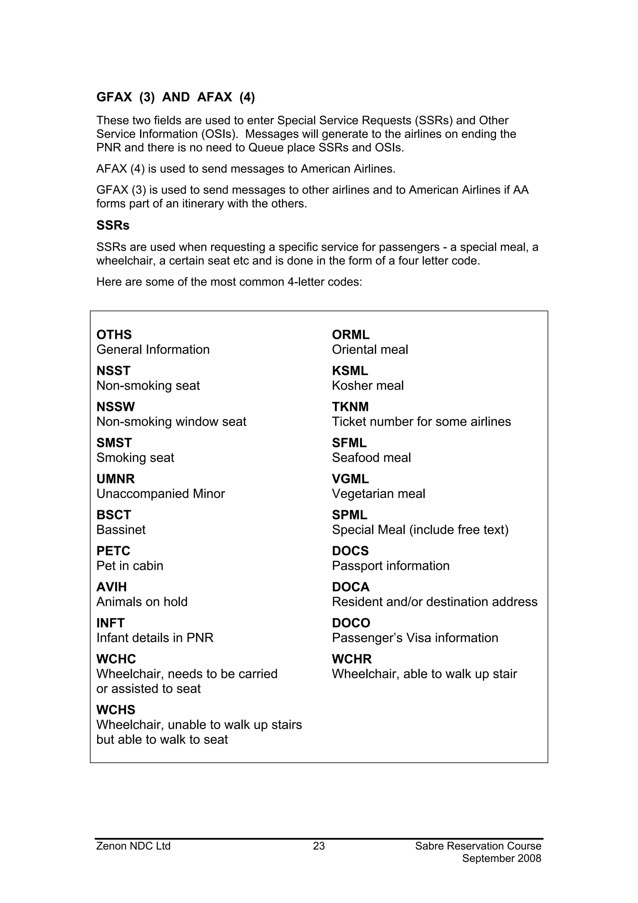 Sabre reservation manual | PDF