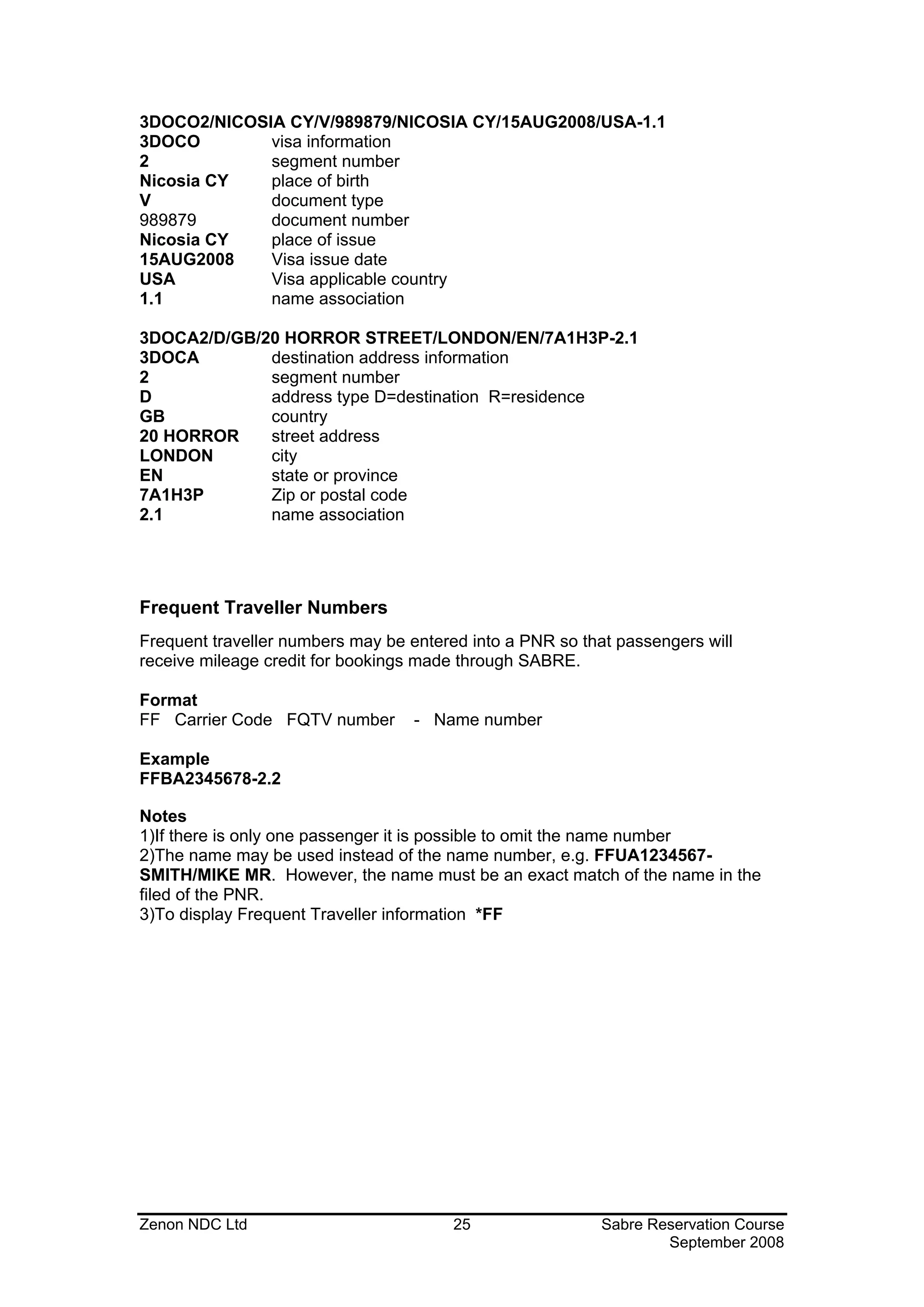 Sabre reservation manual | PDF