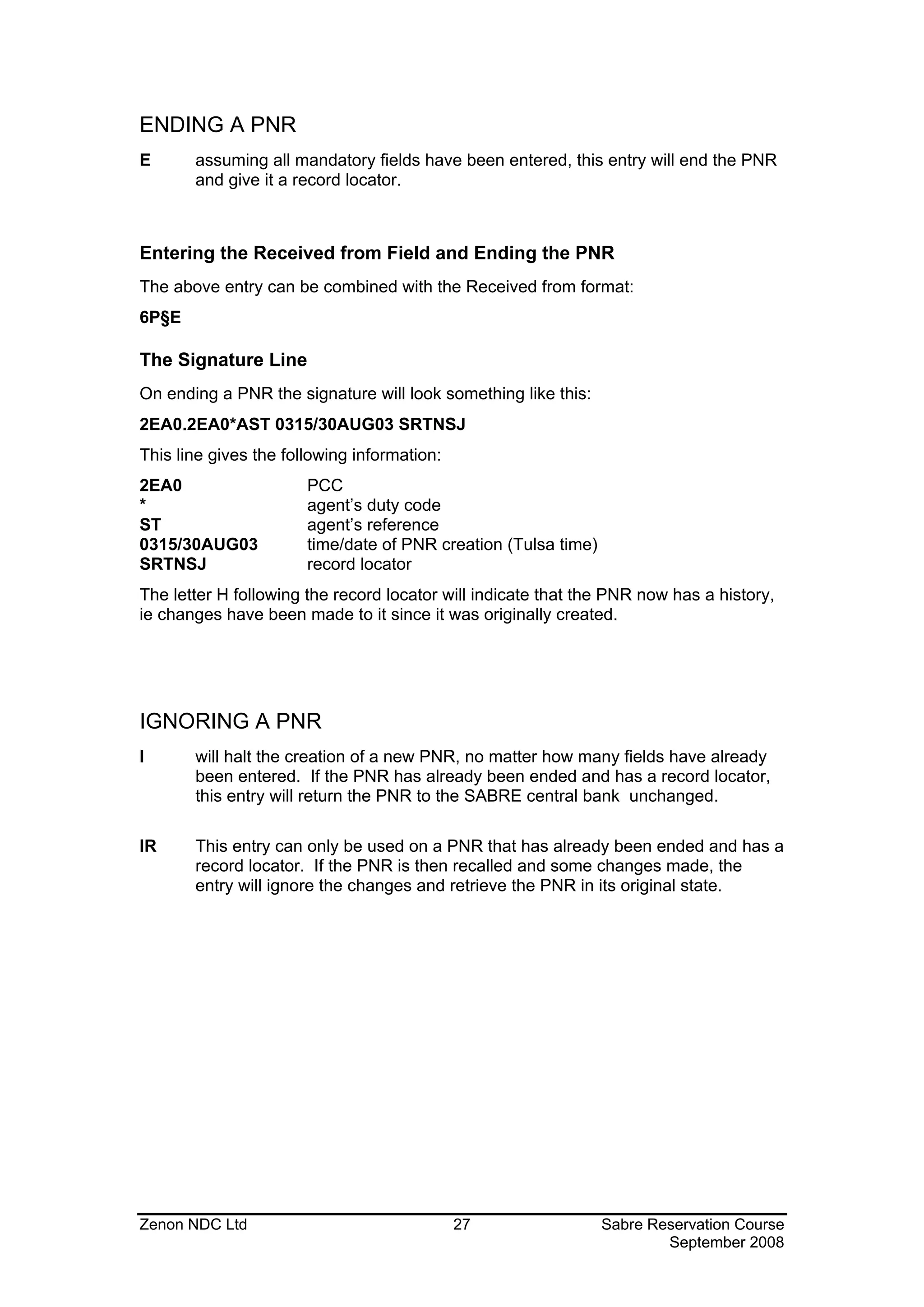 Sabre reservation manual | PDF