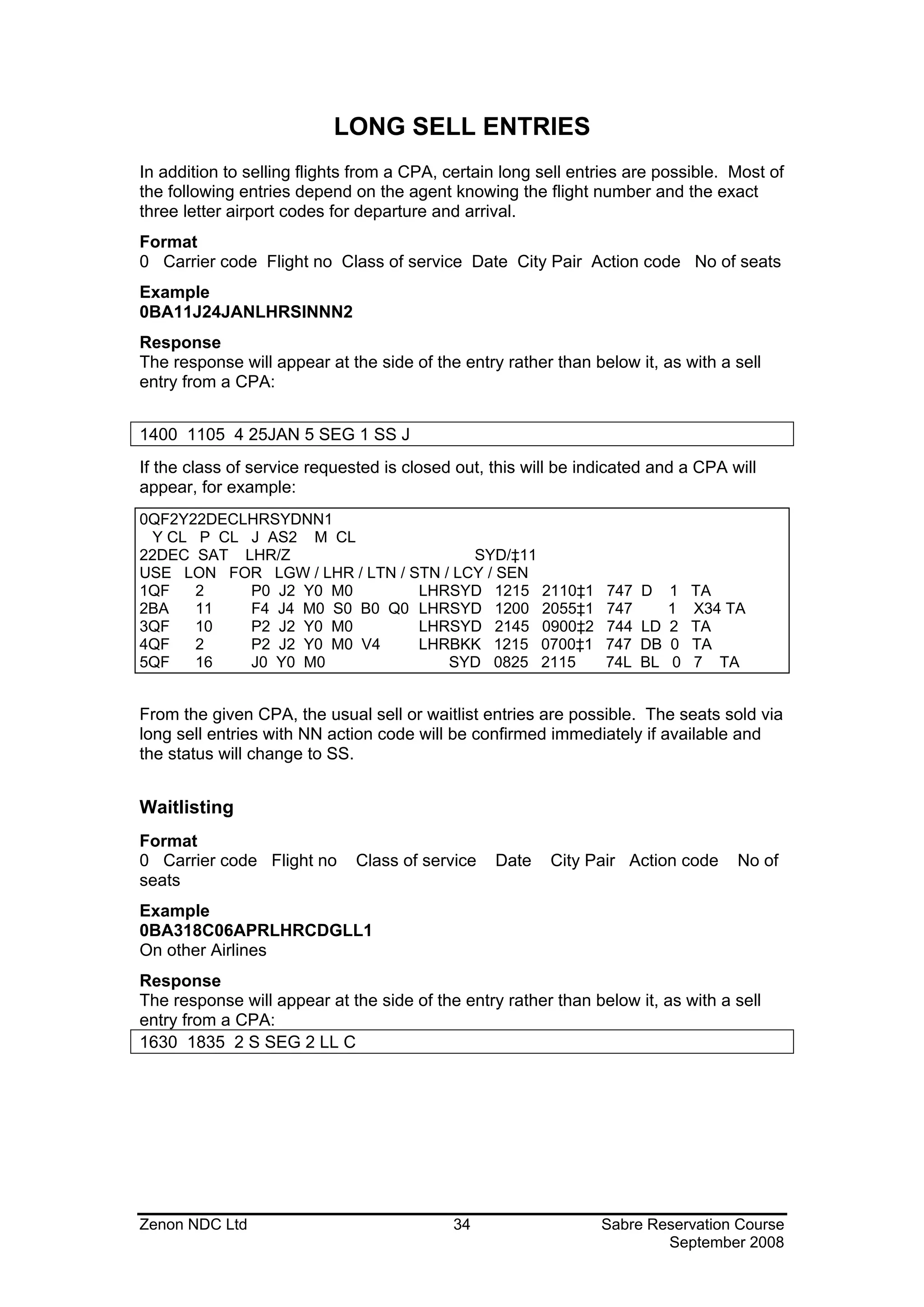 Sabre reservation manual | PDF