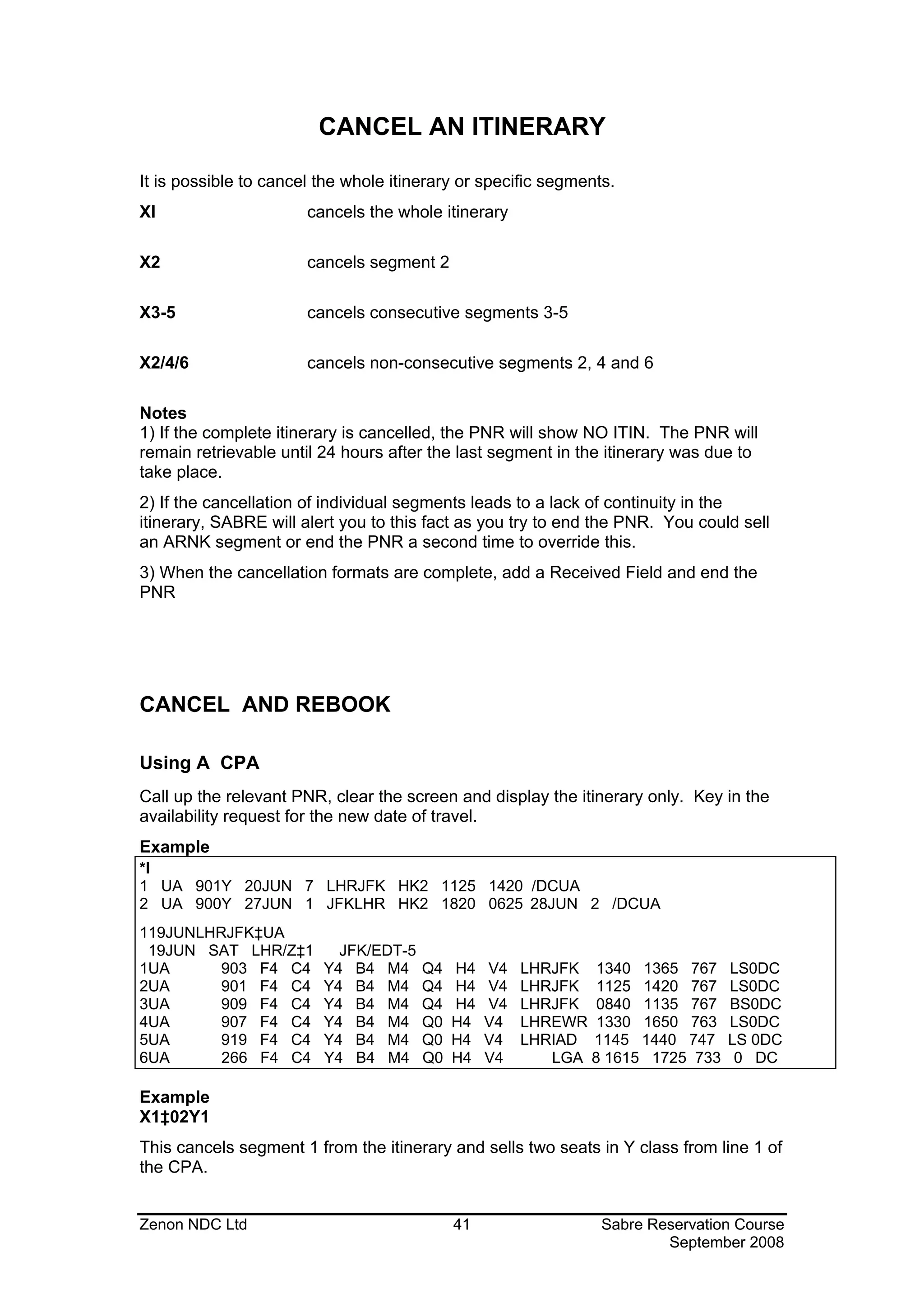 Sabre reservation manual | PDF