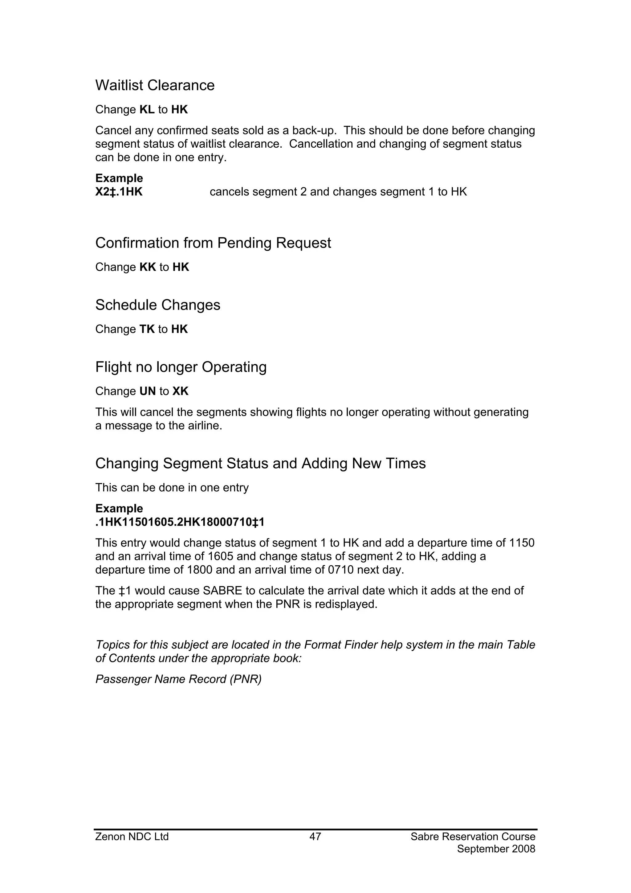 Sabre reservation manual | PDF