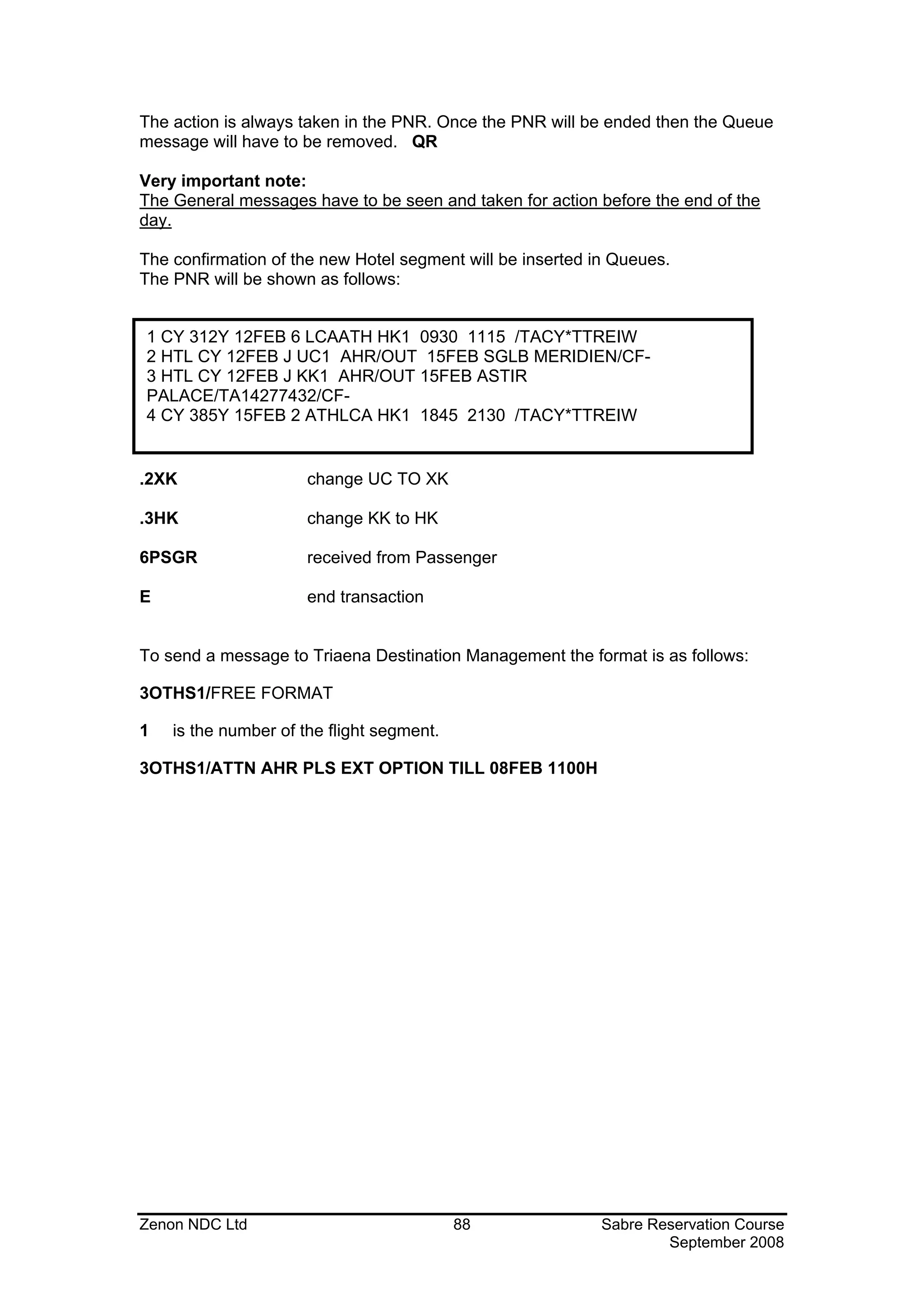 Sabre reservation manual | PDF