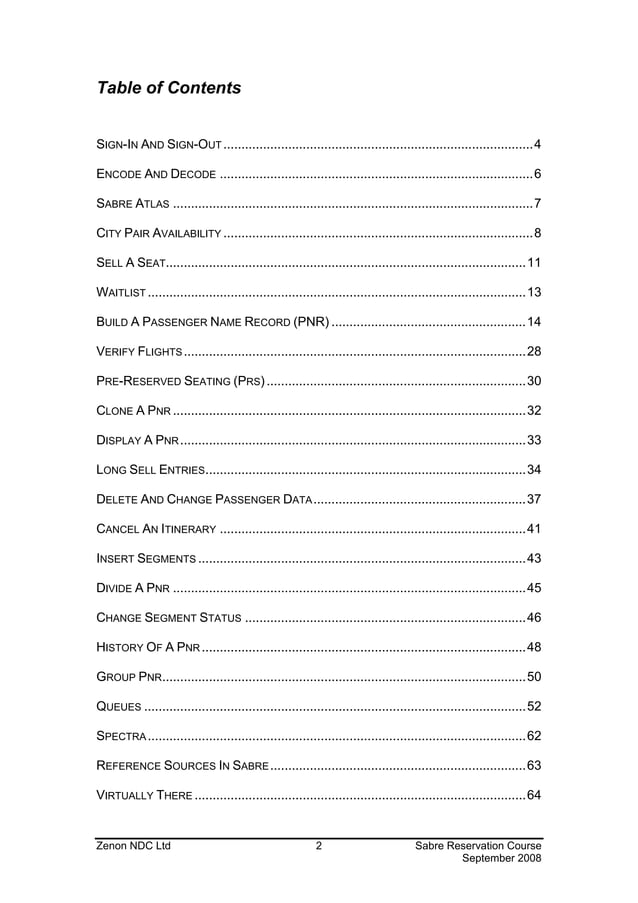Sabre reservation manual | PDF