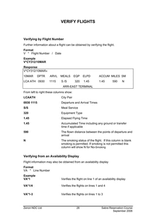 Sabre reservation manual | PDF